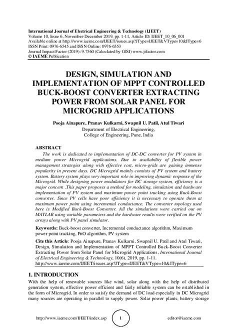 Pdf Design Simulation And Implementation Of Mppt Controlled Buck