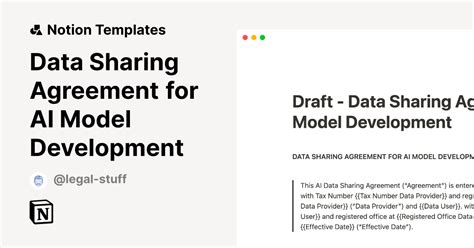 Data Sharing Agreement For AI Model Development By Legal Stuff Notion
