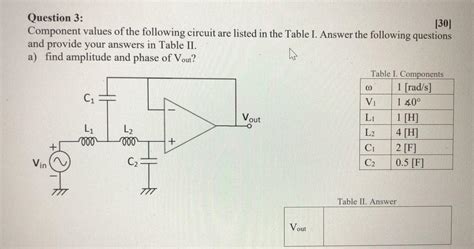 Solved Question Component Values Of The Following Chegg Com