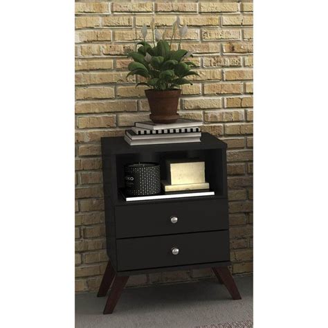 Mesa De Cabeceira Movelbento Retrô Gavetas Rt Preto Shopee Brasil