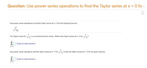 solved question use power series operations to find the