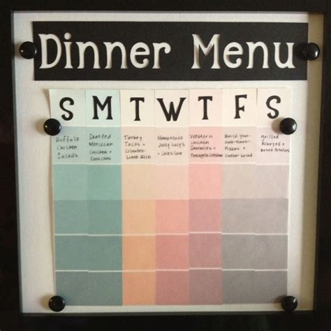 Easy Updatable Menu Planner And Display Featuring Black Sleek