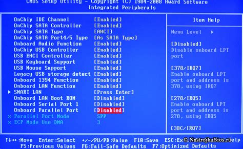 Onboard Parallel Port Lpt задать адрес вводавывода номер прерывания