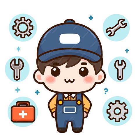 мультфильм мальчика с голубой шапкой и ключом Премиум векторы