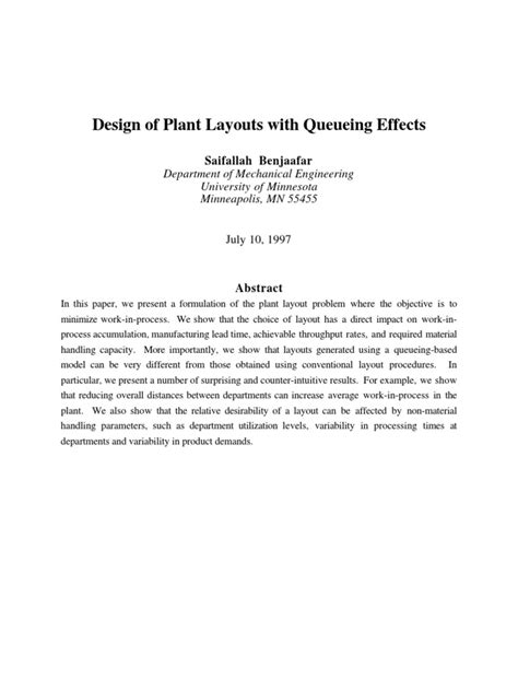 Pdf Design Of Plant Layouts With Queueing Effects Dokumentips