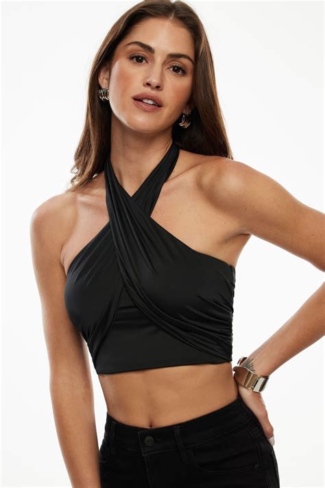 Tie Back Halter Top Black Garage