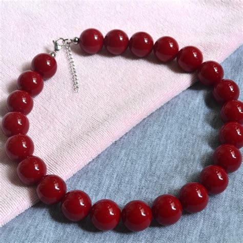Red Bead Necklace Etsy