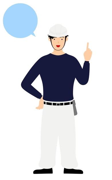 Premium Vector Carpenter Man Pose Talking While Pointing