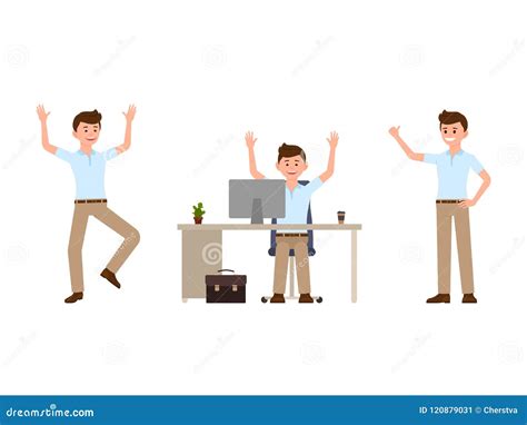Happy Office Man Cartoon Character Vector Illustration Of Joyful