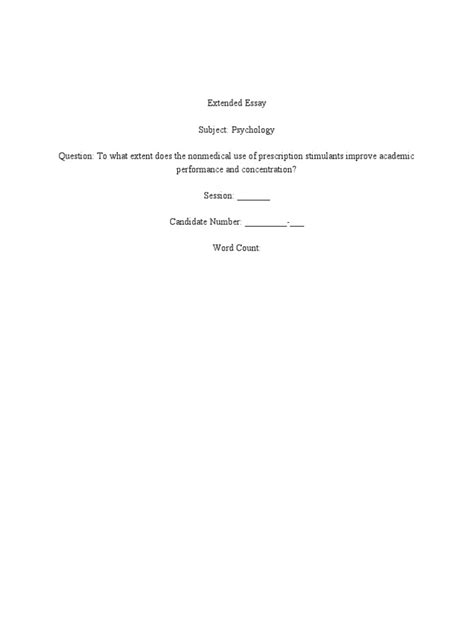 Ib Extended Essay Sample Title Page Pdf Stimulant Dopamine