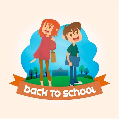 학교 배경으로 돌아가기 프리미엄 벡터