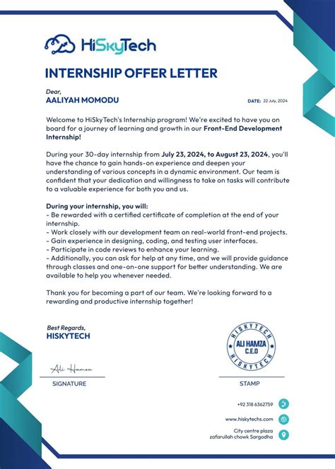 aaliyah momodu on linkedin internship frontenddevelopment hiskytech