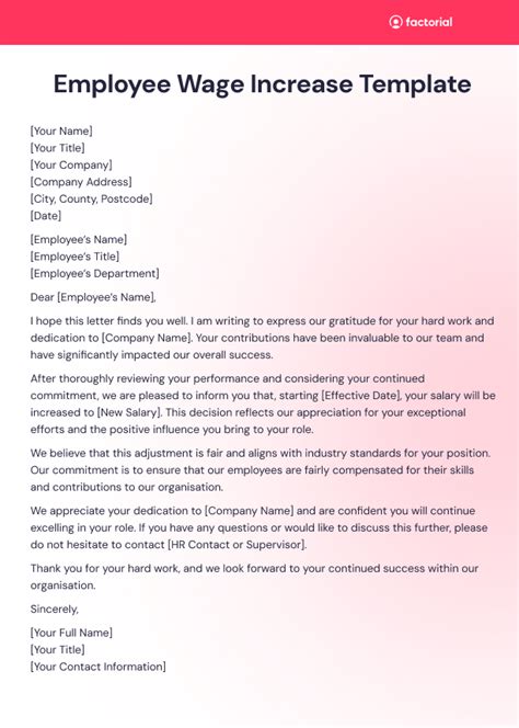 What Is An Employee Wage Increase Letter [ Template]
