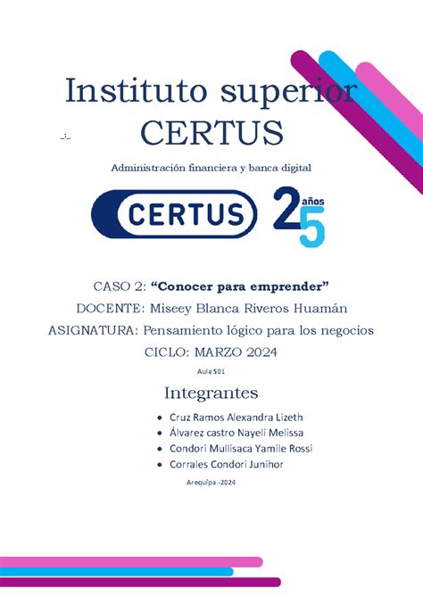 CASO 2 Conocer PARA Emprender 1 1 Instituto Superior CERTUS