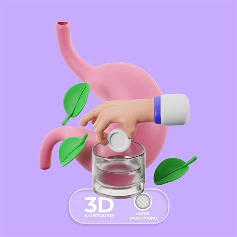 Антиацидные лекарства для здоровья желудка 3d иллюстрация Бесплатный Psd