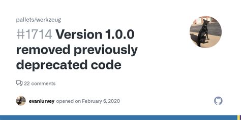 Version 100 Removed Previously Deprecated Code · Issue 1714