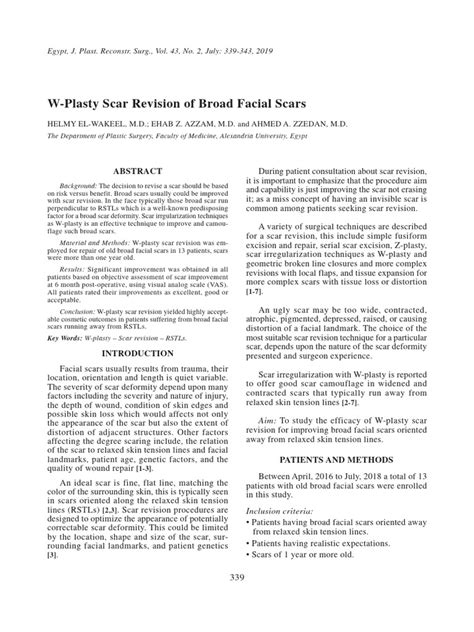 Ejprs Volume 43 Issue 2 Pages 339 343 Pdf Surgery Scar