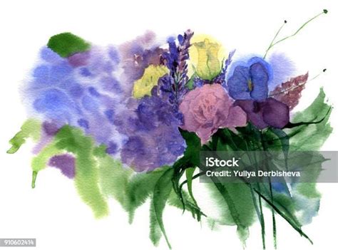 장미 라일락 카네이션 꽃과 꽃의 수채화 빈티지 웨딩 부케와 나뭇잎 디자인 결혼식 초대 및 인쇄에 대 한 꽃 배경 결혼식에 대한 스톡 벡터 아트 및 기타 이미지 Istock
