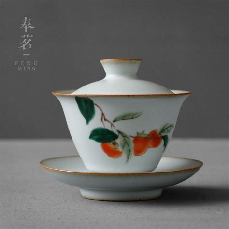 奉茗月白汝窑盖碗三才碗开片可养陶瓷复古日式小茶碗功夫茶具茶道虎窝淘