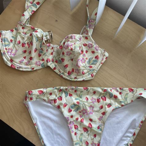 Victorias Secret Strawberry Bikini 👙 Top Is 32 Dd Depop