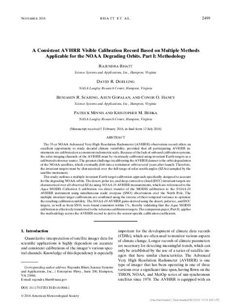 Pdf A Consistent Avhrr Visible Calibration Record Based On Multiple
