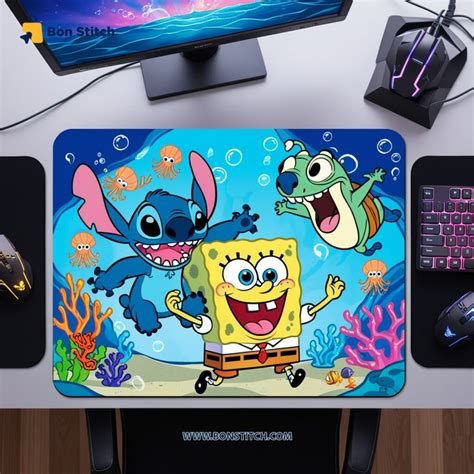 Stitch And Spongebob Mouse Pad Bon Stitch Store