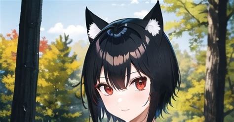 黒髪猫耳娘 狐の仮面を拒否し猫耳を選択した黒短髪娘 日向あすかのイラスト Pixiv