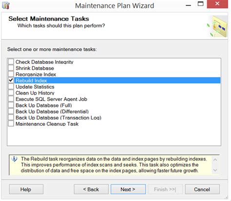 Rebuilding Indexes Using Sql Server Maintenance Plan Database Tutorials