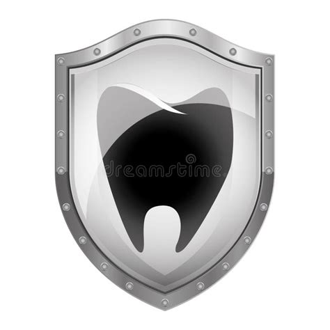 Metallic Shield With Tooth Shading Stock Vector Illustration Of