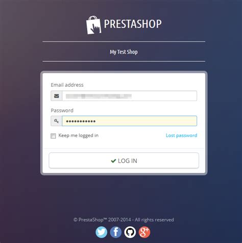 Logging Into The PrestaShop Admin Dashboard