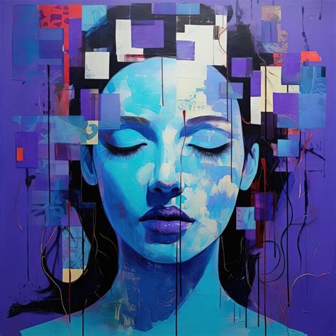 Premium Ai Image Woman Head Illustrations Mental Health Dark Violet