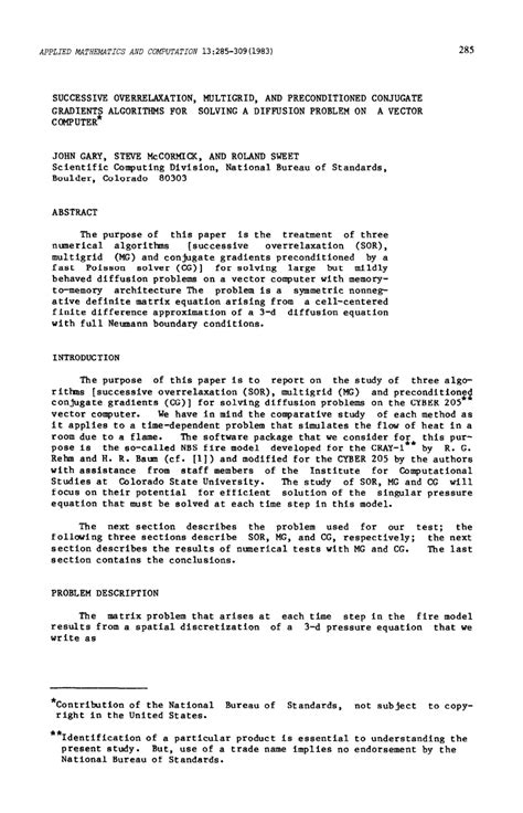 Pdf Successive Overrelaxation Multigrid And Preconditioned