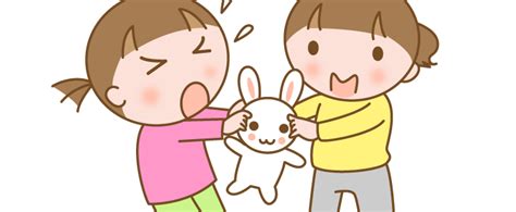 人物のイラスト素材、おもちゃの取り合い、ケンカをする子どもたちのワンポイントイラスト 無料イラスト素材｜templatebox