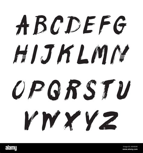 Alphabet Written With A Brush On A White Background Easy Editable Layered Vector Illustration