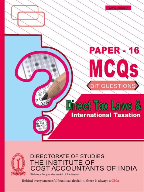 Paper 16 Direct Tax Laws And International Taxation Mcqs Multiple