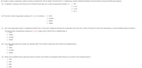 Solved At A Certain Company Passcodes Numbers Must Be