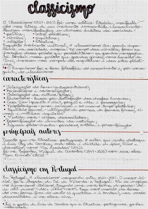 Resumo Classicismo Literatura