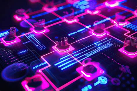 Projects Connected With Bright Lights Neon Flowchart Premium Ai