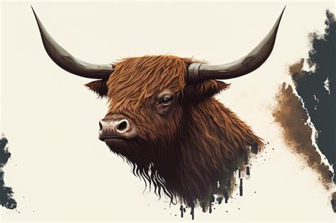 Premium Ai Image Highland Cow Head Design In Format On A White