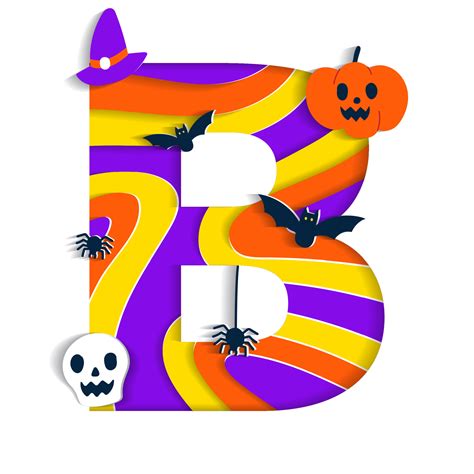 Happy Halloween B Alphabet Party Font Typography Character Cartoon Spooky Horror With Colorful