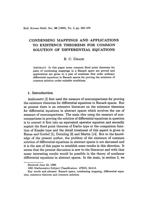 Pdf Condensing Mappings And Applications To Existence Theorems For
