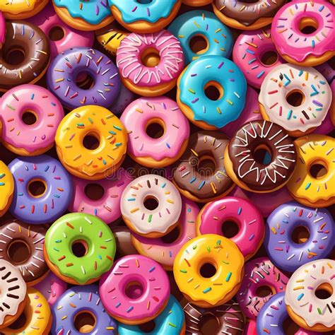 Colorful Assorted Donuts Pattern Stock Illustration Illustration Of