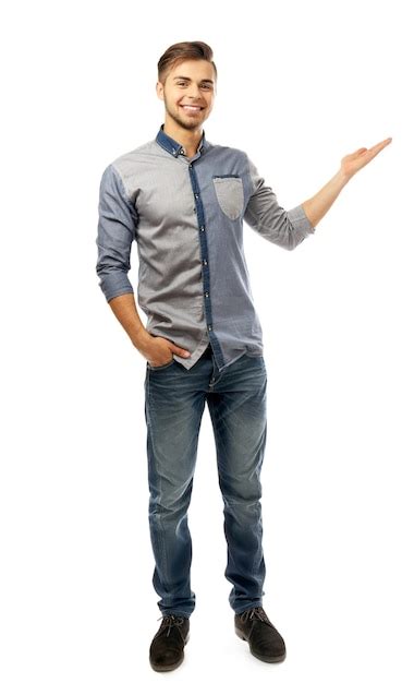 Красивый молодой человек изолированные на белом фоне Премиум Фото