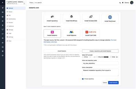 Statamic 1 Click Install Content Management Simplified Server