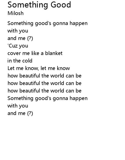 Something Good 歌词 歌词网
