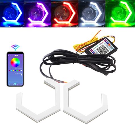 Qasim Hexagon Angel Eyes Iff17 Rgb App Control Retrofit Car Motorcycle