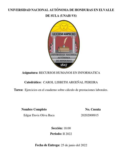 Actividad 6 Ejercicios En El Cuaderno Sobre Cálculo De Prestaciones