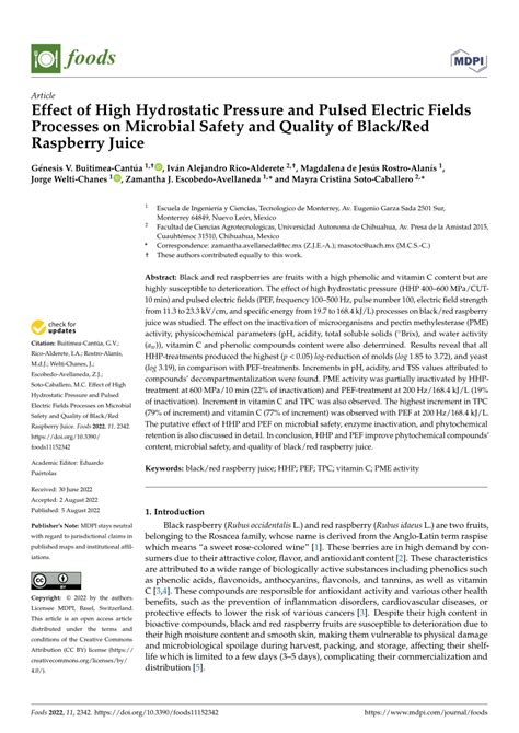Pdf Effect Of High Hydrostatic Pressure And Pulsed Electric Fields Processes On Microbial