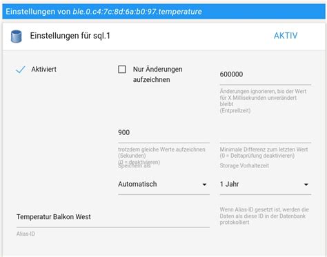 Adapter SQL Einstellungen
