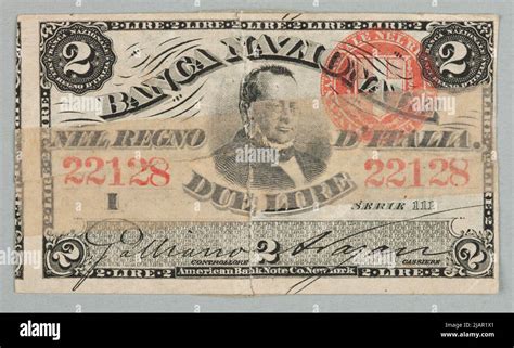 Banknot na 2 lire National Bench in the Kingdom of Italy Włochy 22